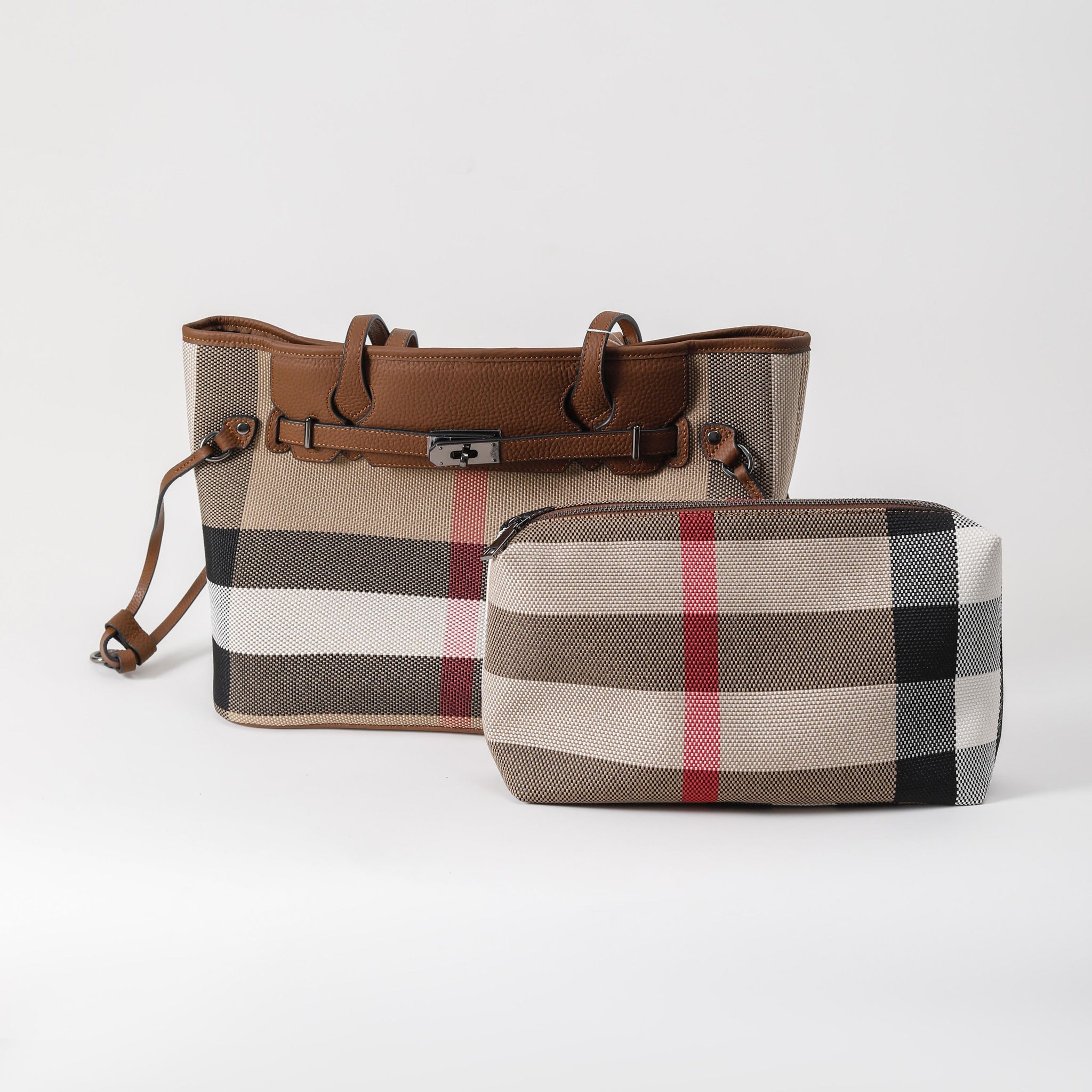 【Kelly tote】Horizontal locking tote bag L 12.6", W 6.3" , H 10.24"-，bu